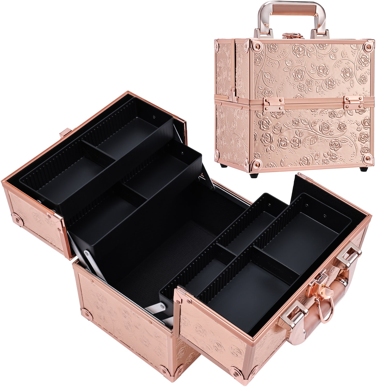 Rose Gold Floral Makeup Case M80C – Joligrace