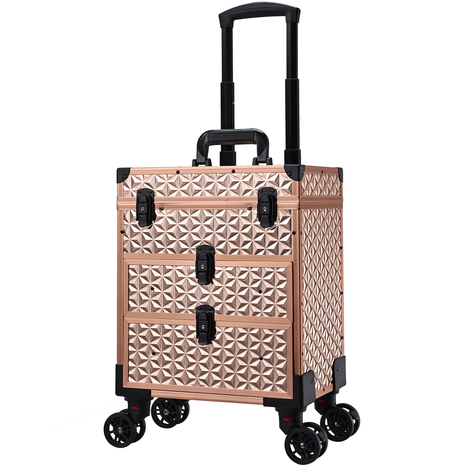 Aluminum Trolley Train Case with Swivel Wheels for Makuep Artist M84N ...